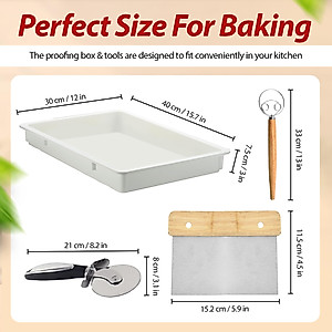 YAANI Pizza Dough Proofing Box Set, Pack of 2 Stackable Bread Proofing Box with Lids, Pizza Wheel, Dough Whisk, Dough Scraper, Perfect for Pizza Dough, Sourdough, Food Storage Container