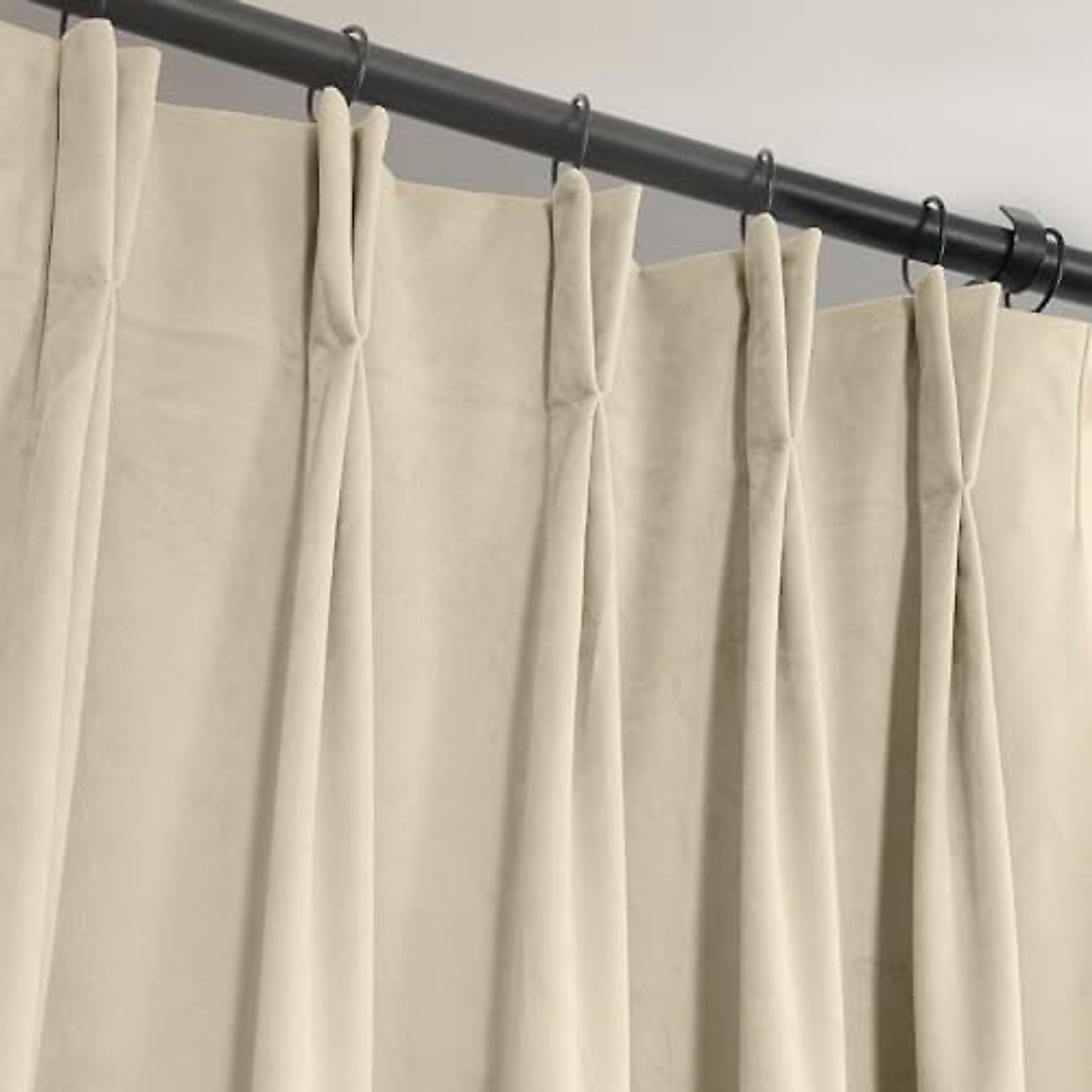 HPD Half Price Drapes Velvet Blackout Curtains/Drapes - 84 Inches Long 1 Panel Blackout Curtain Signature Pleated for Living Room & Bedroom - 25W X 84L, Alabaster Beige