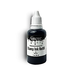 Veltec Self-Inking Stamp Refill Ink, Squeeze Bottle – 1 oz. (Black)