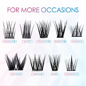 LANKIZ DIY Eyelash Extension,Lash Clusters Individual Lash Extensions, Wide Wsipy Cluster, Soft and Lightweight 10-20mm Mix Resuale Wide Band Cluster Lashes for Home use (Hybrid)