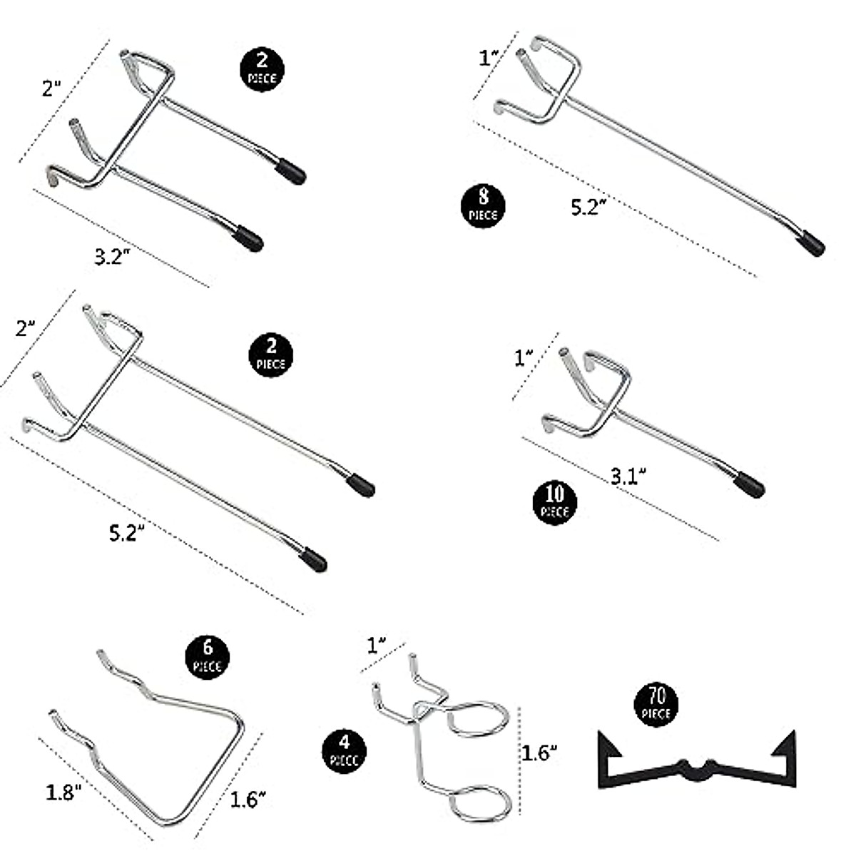 FALPRO 170PCS Pegboard Hooks Assorted | Peg Board Hooks for Hanging Tools - Ideal for Pegboard Organizer