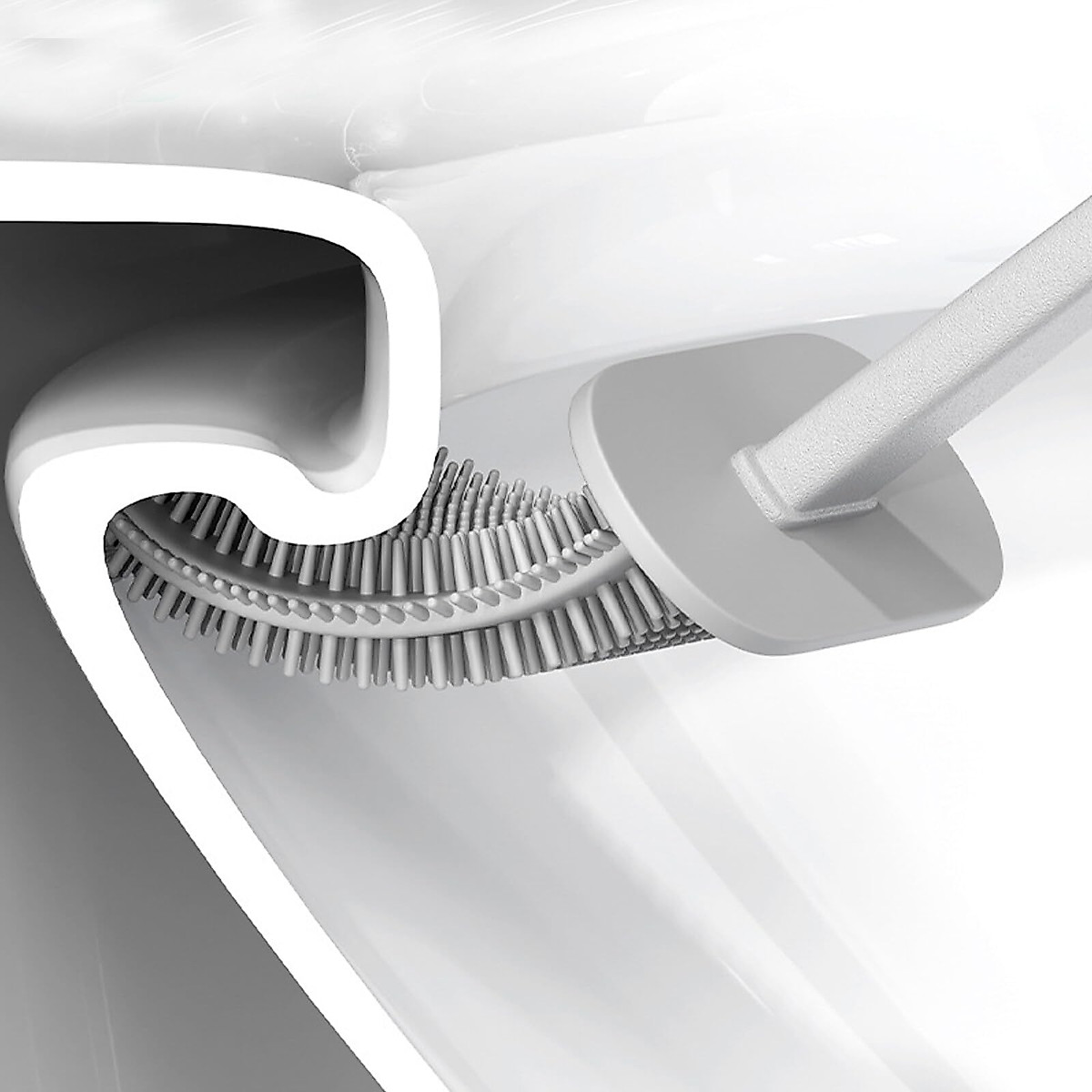 Yuehuam Toilet Brush and Holder Set of 3, Solicone Toilet Bowl Cleaner Brush, Flexible Toilet Cleaner Brush with Wall Mount& Flooring Brush Holder Bathroom Accessories