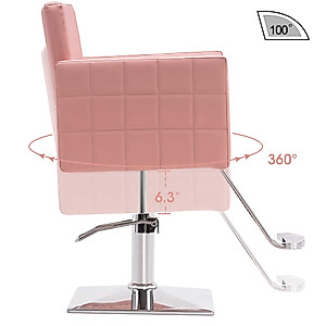 BarberPub Salon Chair for Hair Stylist,Hydraulic Barber Styling Chair, Beauty Spa Equipment 8821 (Pink)