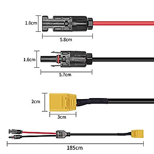 YACSEJAO Solar Connector to XT90 Cable 16AWG 1.8M/5.9FT Solar Panel Adapter to XT90H Male Extension Cable Solar Chharge Cable for XT90 Input Port Portable Power Station & Solar Generator