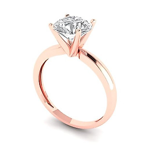 Clara Pucci 1.50 ct Round Cut Solitaire Moissanite Engagement Wedding Bridal Promise Anniversary Ring in 18K Rose Gold Size 3.5
