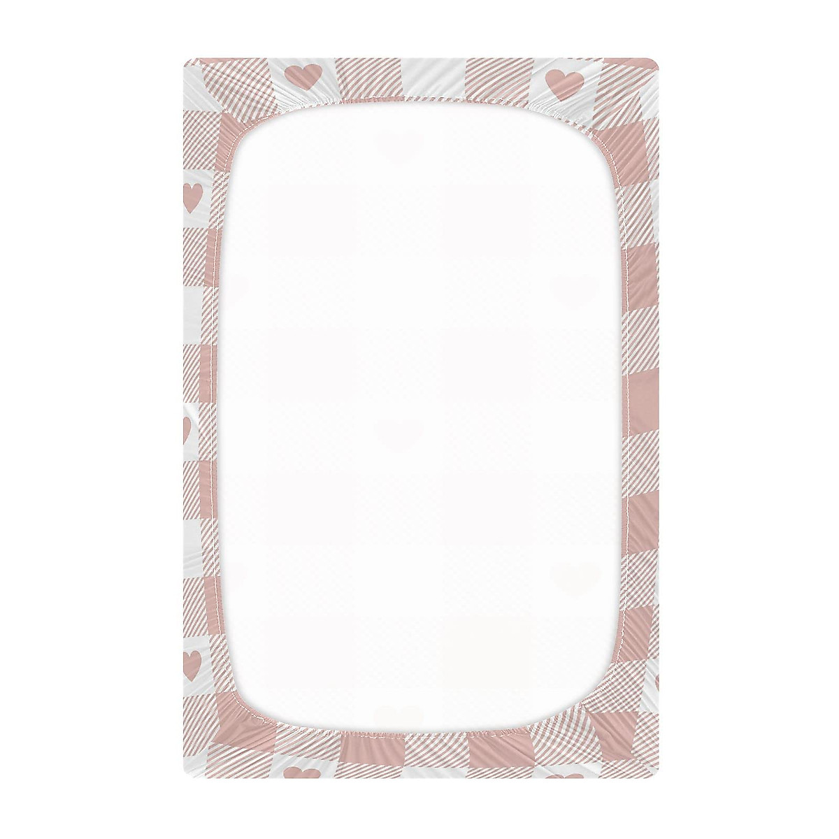 Valentine's Day Plaid Baby Crib Sheets Soft Toddler Bed Sheets Breathable Mattress Cover Playard Sheet for Girls Nursery Stroller Crib Mattress Infant, 52 * 28 * 9in