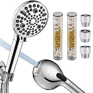 CoolWAY High Pressure Handheld Shower Head 12cm Large,10-mode spray with Hard Water Filter, Removes chlorine,heavy metals and other impurities and moisturizes skin,Powerful flushing function