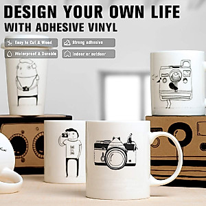 YRYM HT Black Permanent Adhesive Vinyl Roll - 12" x 50 FT for Signs, Scrapbooking, Adhesive Vinyl Sheets for Cricut, Silhouette and Cameo Cutters