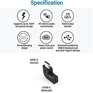 Aoiutrn 90 Degree Type USB C Adapter, 2 Pack USB C to USB-C Fast Charger and Transfer Converter [Right Angle] Compatible for Switch, Notebook Computers, Tablet, and Other Type C Cable Devices