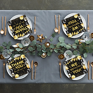 We Appreciate You Napkins Decoration,Thank You Party Decoration 40pcs Black Gold Thank You for All You Do Napkins for Appreciate Party Employee Teacher Doctor Decor
