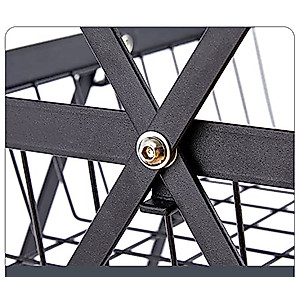 4 layers Tier Foldable No Assembly Storage Shelves with Wheels 13.5’’*10.6’’*29.7’’ Free Standing Metal Wire Rack Heavy Duty Pantry Collapsible Organizer for Kitchen Bedroom Bathroom Office Black