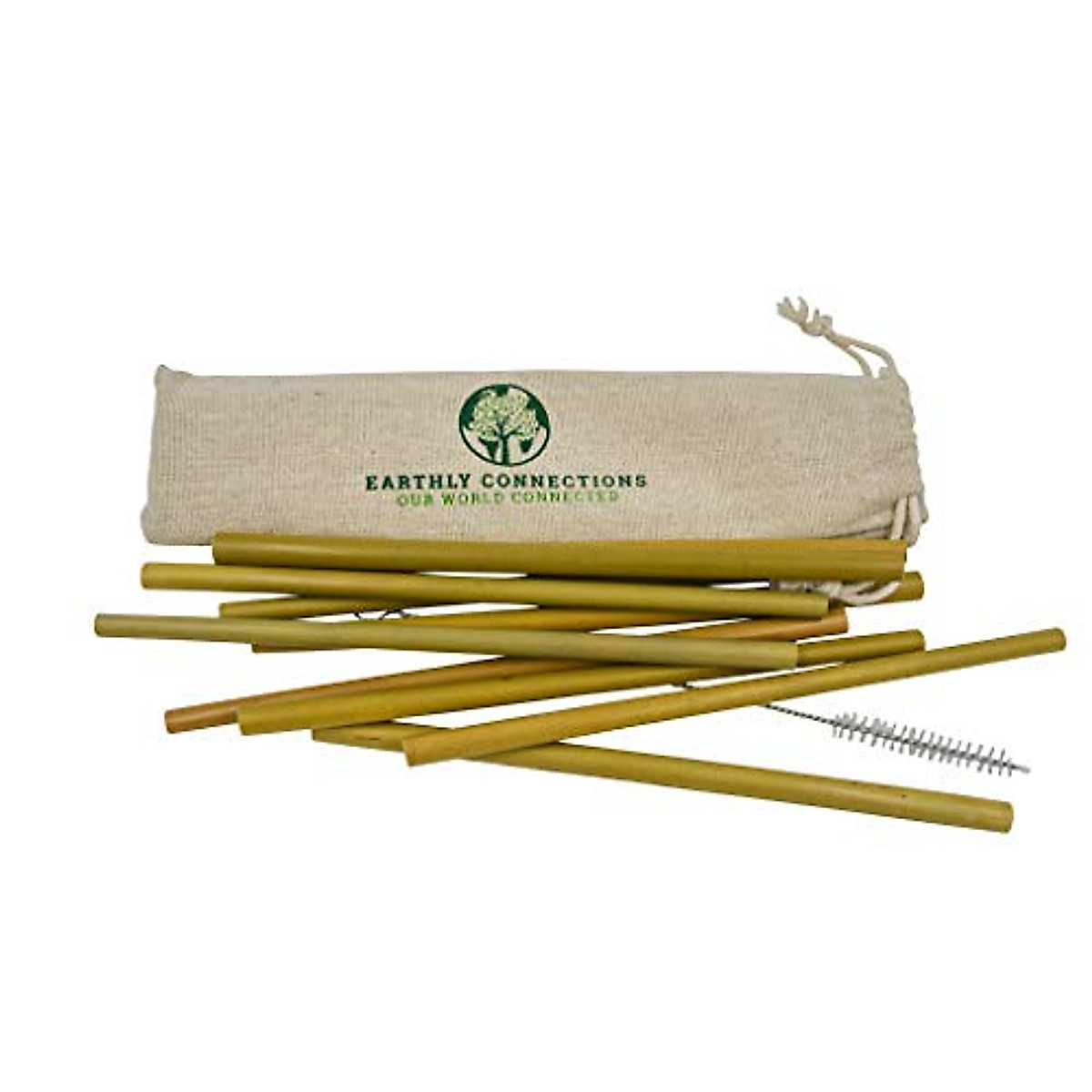 Bamboo Straws Drinking Reusable- Includes FREE Cleaning Brush and FREE Travel Pouch- Eco-Friendly, Zero Waste, Compostable and Biodegradable Straw for Tea, Coffee, Water and Juice- 10-Pack