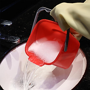 Lallisa 12 Pcs 3 Quart Cleaning Bucket Small Sanitizing Square Bucket Detergent Pail for Home Office Commercial Restaurant Kitchen Bathroom School (Red)