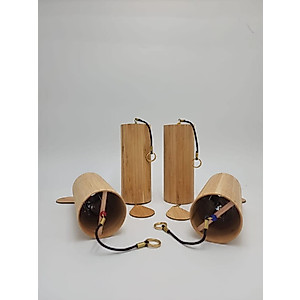 YANTRA Set of 4 Wooden Bamboo Chimes Includes All Elements Fire Water Air and Earth (Without Wooden Stand)