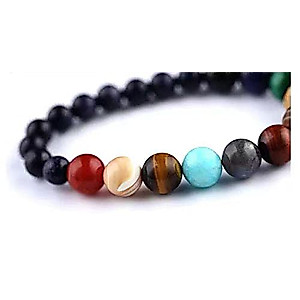 Unique Eight Planetary Bracelets Natural Stone Adjustable Beaded Bracelet Cosmic Solar System Themed Bracelet