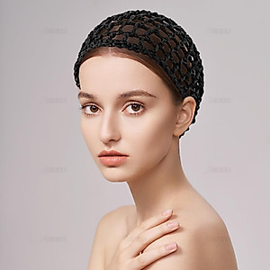 AUEAR, Hair Nets Cap Sleeping Hairnet Snoods Wrap Bonnets Long Straight Curl Wig Head Protector Mesh Wrapping Crochet Wave Cook Hats Bun Lift Strap Weaving Sew For Women Ballet (5 Pack, Multi)