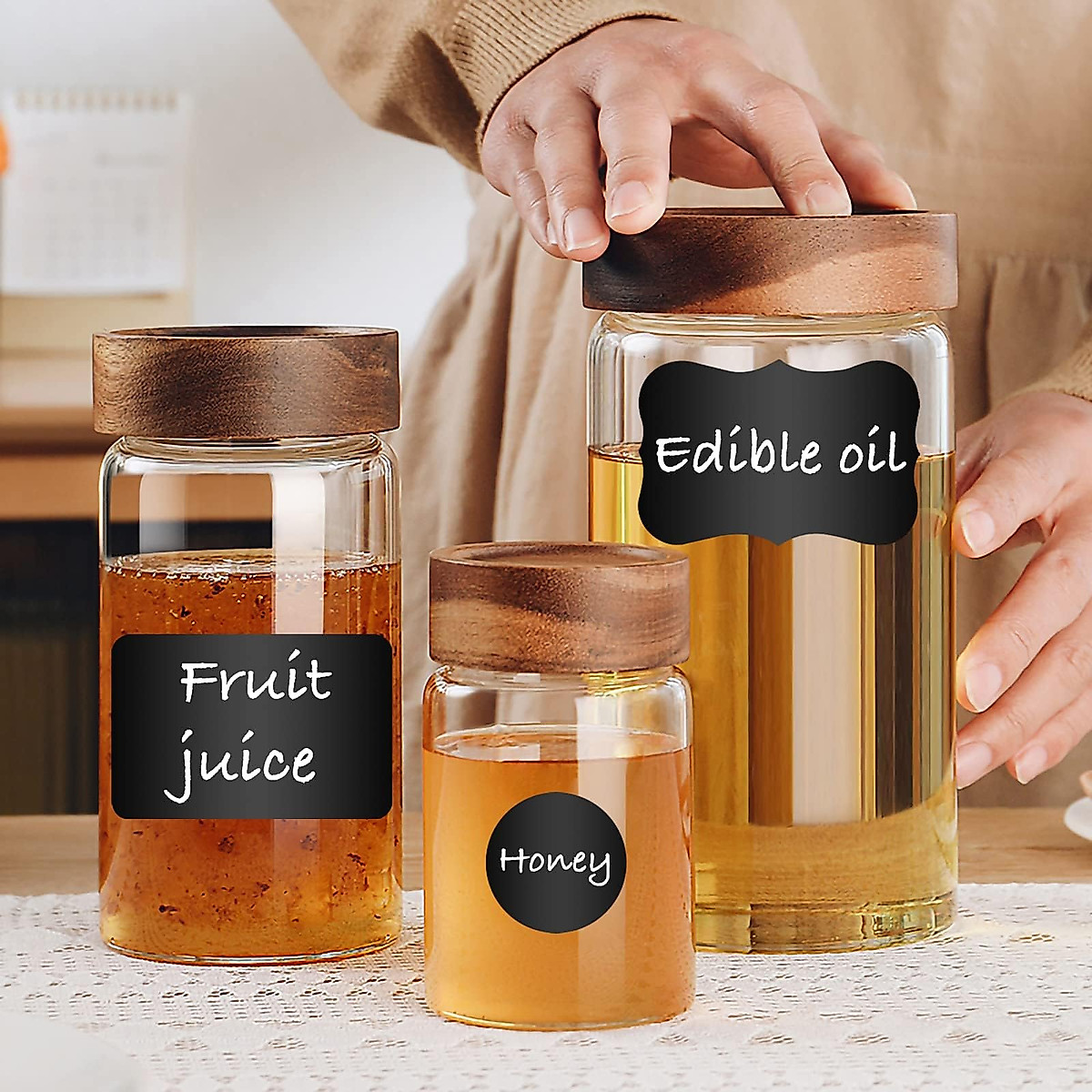 ONUPGO Chalkboard Labels-180pcs Waterproof Reusable Blackboard Stickers with 1 Liquid Chalk Marker for Mason Jars, Parties Decoration, Craft Rooms, Weddings, Storage, Organize Your Home & Kitchen