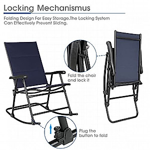 NATURAL EXPRESSIONS Folding Patio Rocking Chairs,Outdoor Oversized Textilene & 3D Mesh Fabric Rocker with High Back Hard Armrest,Portable Rocking Chair for Garden, Backyard, Porch, 300lb