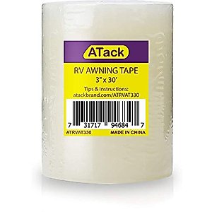 ATack RV Awning Repair Tape, 3" x 30 Foot, Waterproof Rip Stop Patch and Tent Repair Tape for Vinyl, RV punctures, Camper, Awning, Canopy, Tents, Tarpaulin and Greenhouse