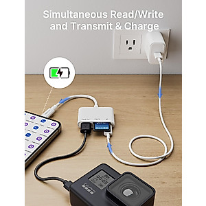 4-in-1 USB C SD Card Reader, JSAUX USB-C Micro SD Card Reader with (USB 3.0 & Charging) Port Compatible with iPhone 16/16 Plus/16 Pro/16 Pro Max, Android, Mac, Galaxy, iPad Pro, Camera -White