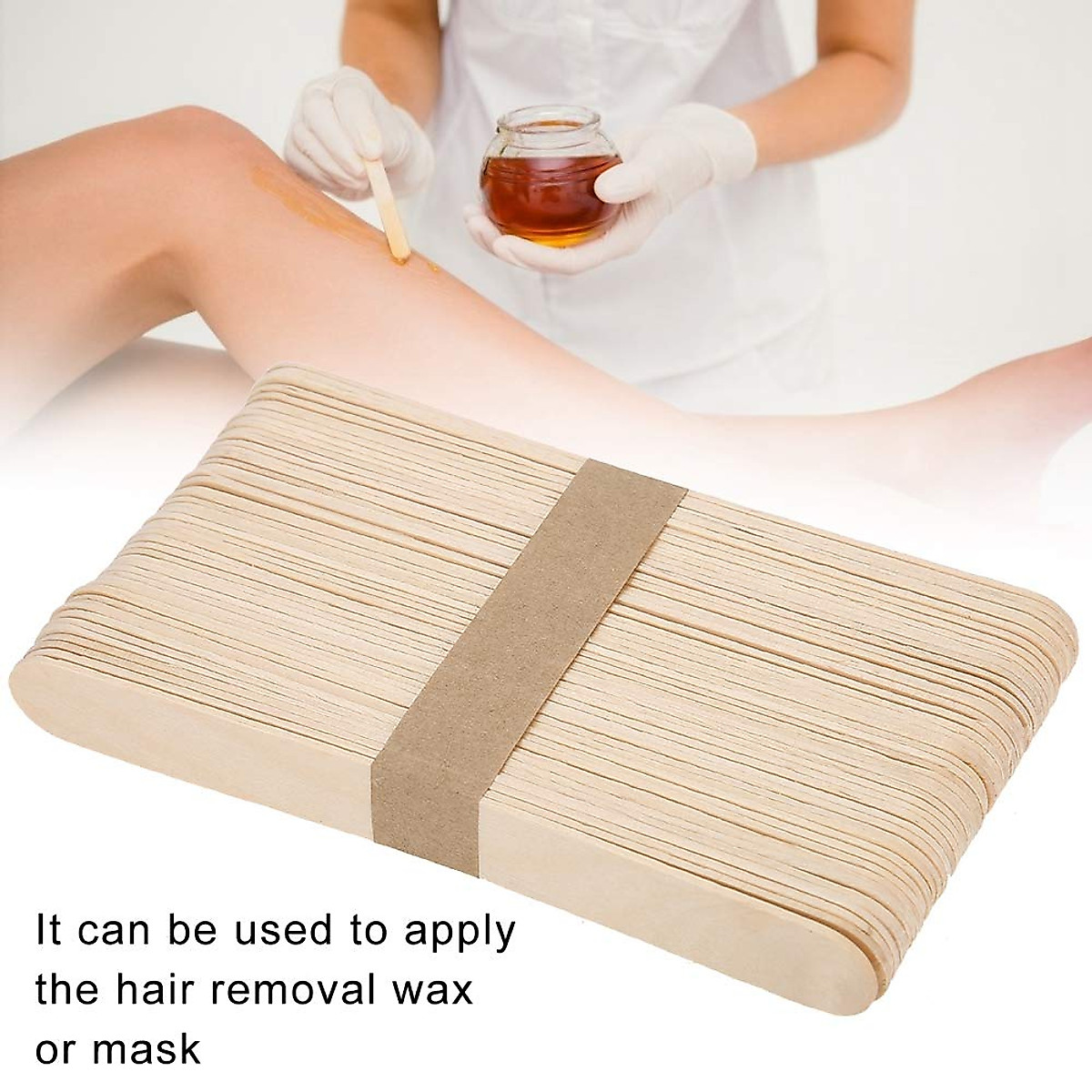 Wax Applicator Sticks, 100pcs Wooden Disposable Epilation Wax Tool Wax Waxing Wood Body Hair Removal Sticks Applicator Wax Spatulas Applicator for Mask Hair Remove Cream Ice Cream Stick