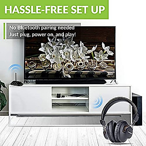 Avantree HT5009 40Hrs Wireless Bluetooth Headphones for TV Watching with Transmitter (Digital Optical RCA AUX), Pass-Through Support, 164ft Long Range, Enhanced Volume for Seniors, No Audio Delay