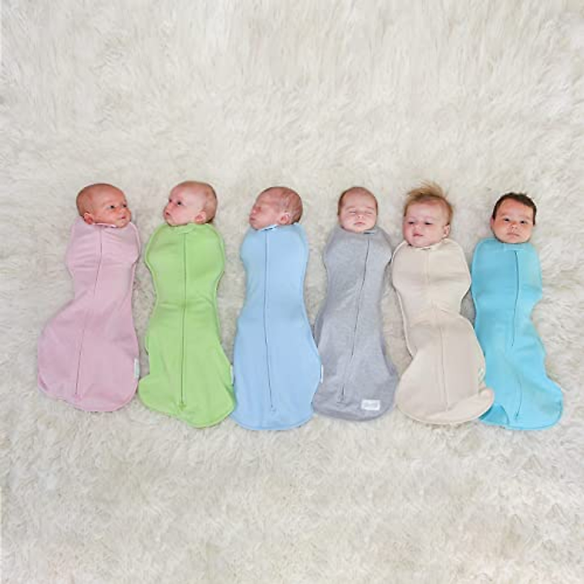Woombie Simply Baby Swaddling Blanket I Soothing, Cotton Baby Swaddle I Wearable Baby Blanket, Grey Lullaby, 0-3 Months