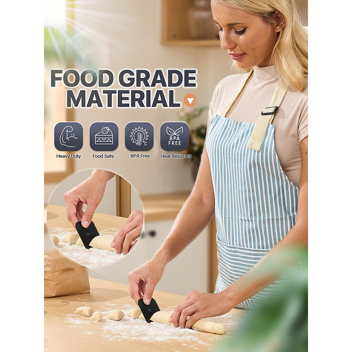 Pan Scraper, CLUEAPOP 5 Pcs Pot Scraper Plastic, Pot Scraper Non Scratch for Cast Iron, Pot and Pan Cleaning, Sturdy Scraper Kitchen Tool