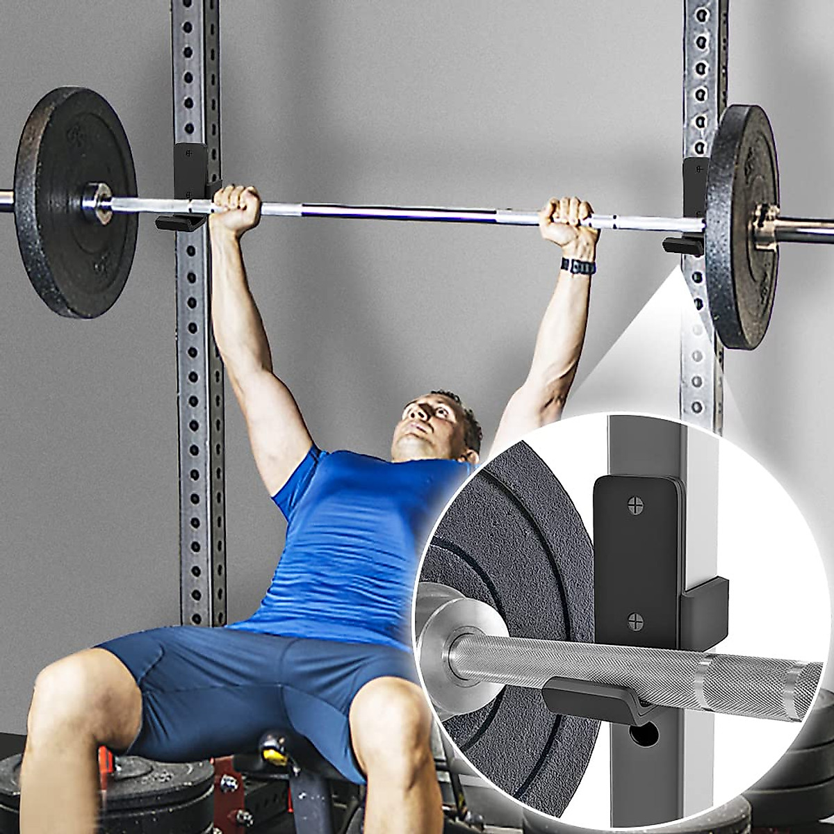 Kipika J-Hooks - Heavy Duty Steel Hooks for 2" x 2" Square Tube Power Cages with 1’’ Hole - Set of 2