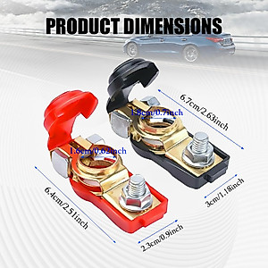 Zufoty 2PCS Battery Terminal, Battery Connectors Terminal, Negative & Positive Battery Cable Terminals, Copper Battery Terminal Connectors, Quick Release Battery Terminals Clamps Suitable for Car