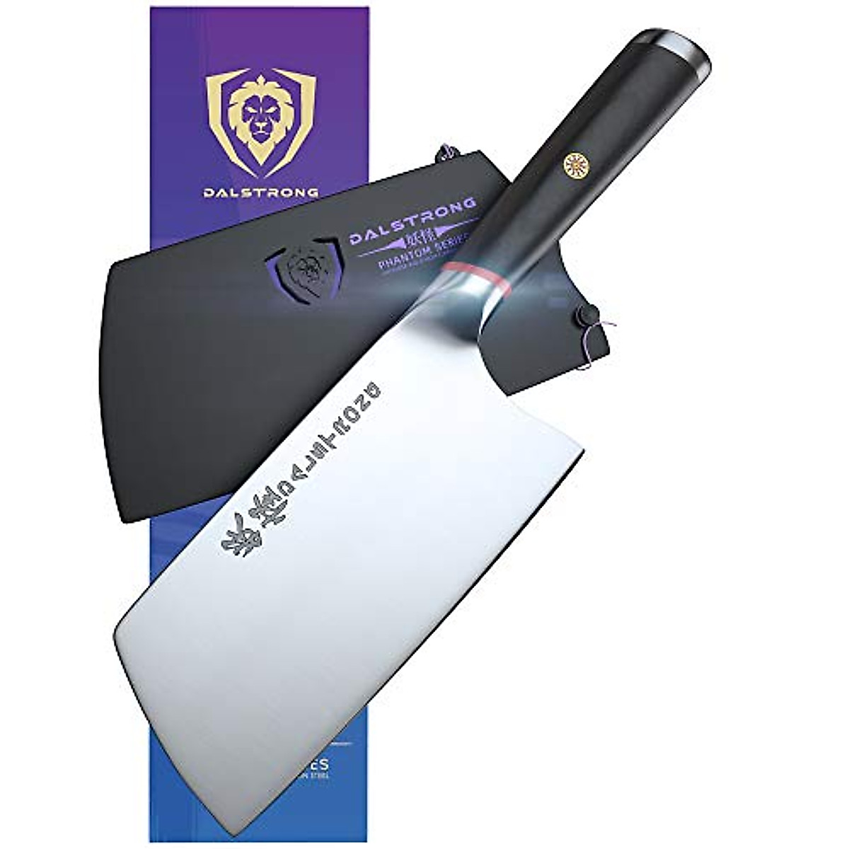 DALSTRONG Meat Cleaver Knife - 7 inch - Phantom Series - Premium Japanese High-Carbon AUS-8 Steel - Razor Sharp - Spanish Pakkawood Handle Kitchen Knife - Meat Cutting, Carving, Bone - Sheath Included