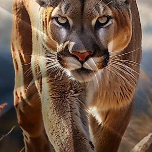 BUKISA Mountain Lion Duvet Cover Set Soft Microfiber Bedding Set Breathable Cougar Quilt Cover with Hidden Zipper Closure and Comforter Cover Sheet Pillowcase Queens（228x228cm）