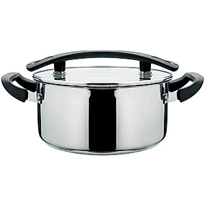 Cyrder Stainless Steel Pasta Pot, Dutch Oven Pot, Induction Pasta Pot with Strainer Lid, Stock Pot/Soup Pot, Easy Cleanup Stylish Cookware, Dishwasher Safe, 5 Quart