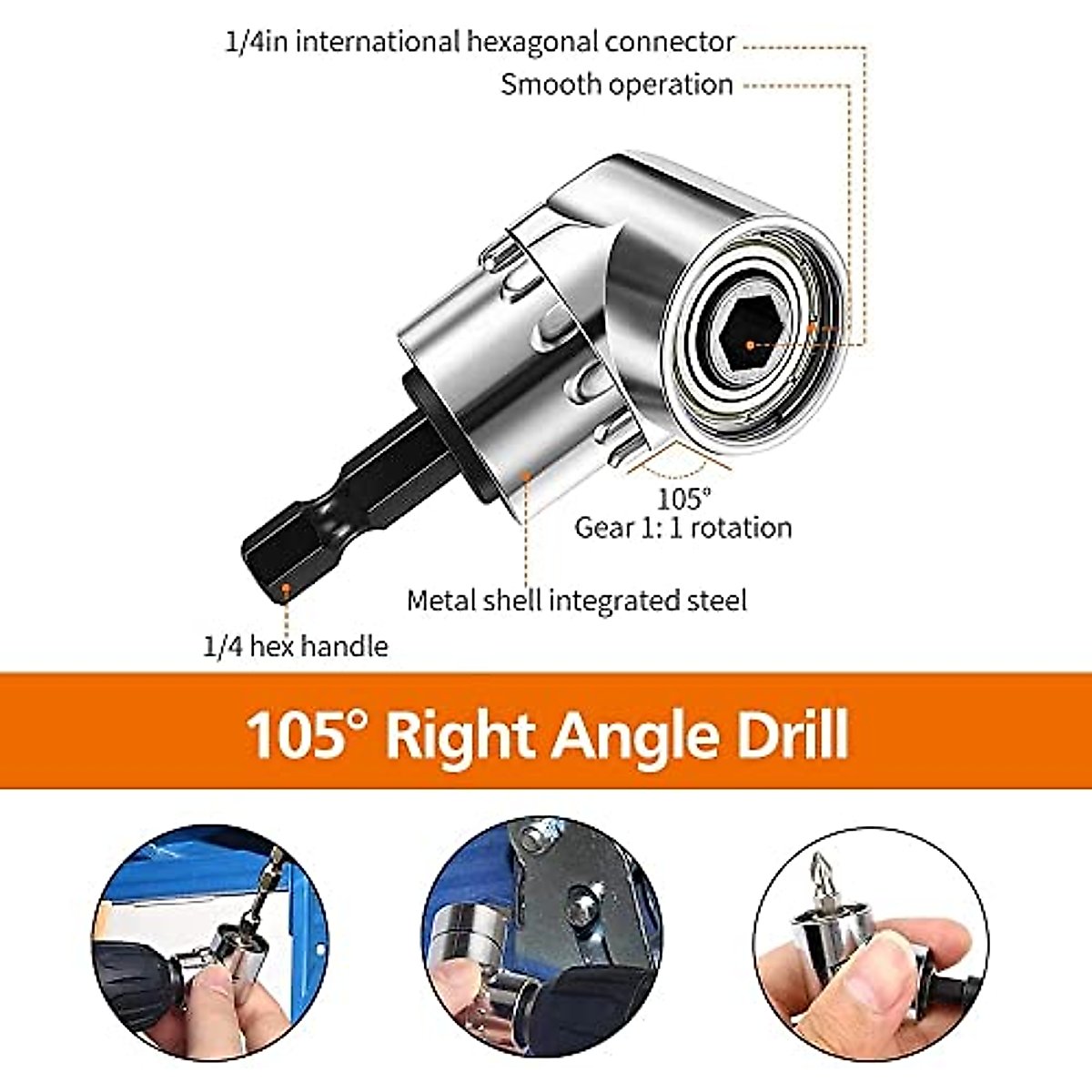 Universal Socket Wrench Tool and Flexible Drill Bit Extension Set, Bendable Drill Bit Extension, 1/4 3/8 1/2" Universal Socket Adapter Set, 105° Right Angle Drill Extension, Screwdriver Bit Kit