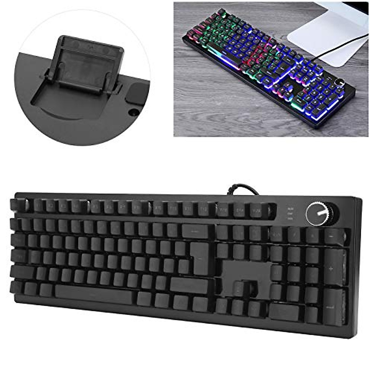 Archuu Mechanical Gaming Keyboard, RGB LED Rainbow Backlight Mechanical Keyboard Wired Gaming Keyboard E-Sport Gaming Home Office Notebook Computer Universal K620D(Black)