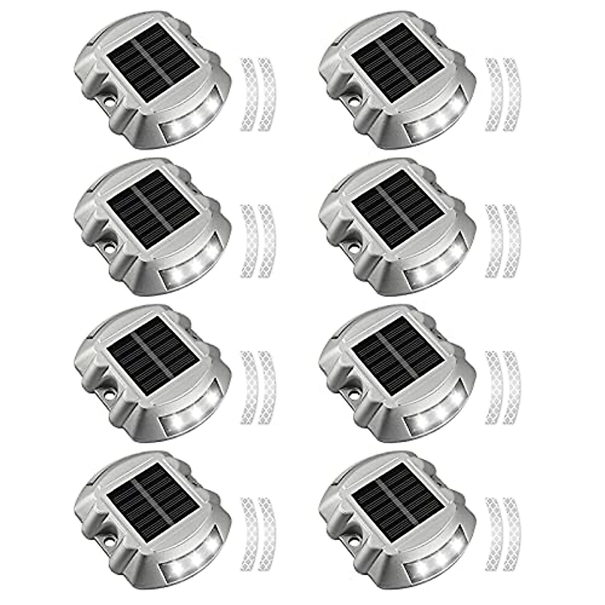 APONUO Solar Driveway Lights, Solar Dock Lights Outdoor Driveway Lighting IP67 Waterproof Outdoor Boat Dock Lamp for Driveway Stair Pathway Deck Cool White （8 Packs）