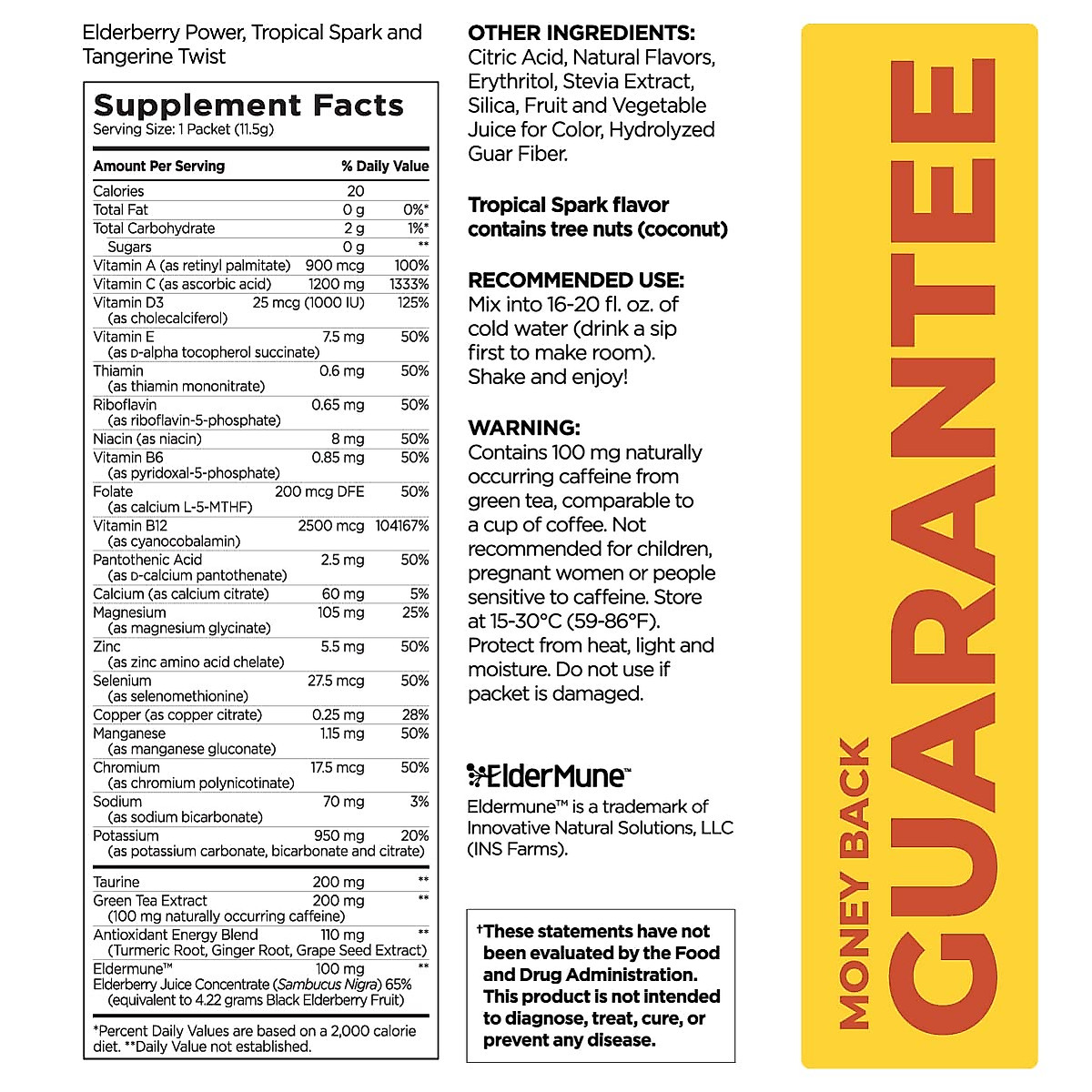 Pureboost Immune Clean Energy Booster, Refreshing Energy Drink Mix and Immunity Supplement with Elderberry, 1,200 mg Vitamin C, Vitamins A + D, and Zinc. Sugar-Free (Combo Pack, 30 Count)