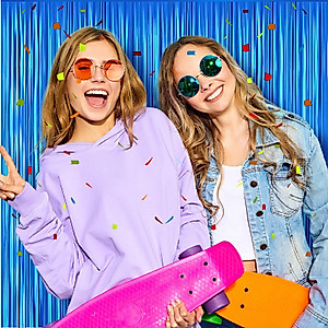 JVIGUE 3 Pack Orange Black Foil Curtains Metallic Fringe Curtains Shimmer Curtain Photo Backdrop for Halloween Christmas Birthday Party Wedding Decorations Streamers