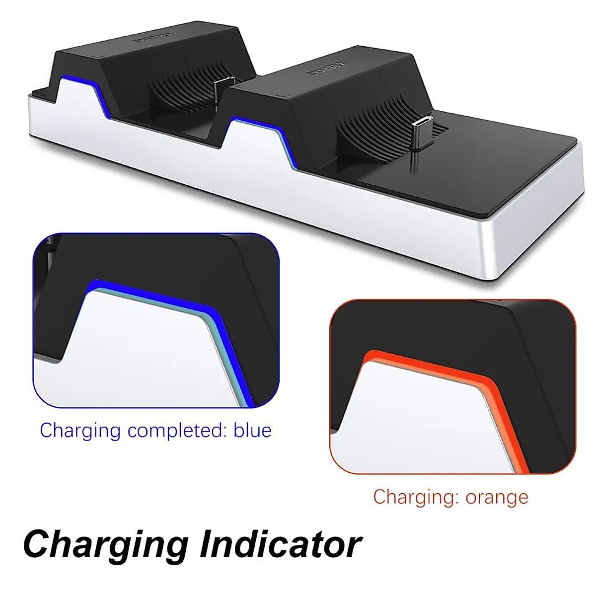 SLAJOY PS5 Controller Charger Station with Fast Charging AC Adapter 5V/3A, Dual Controller Charging Stand for Playstation 5, Docking Station Replacement for DualSense Charging Station G