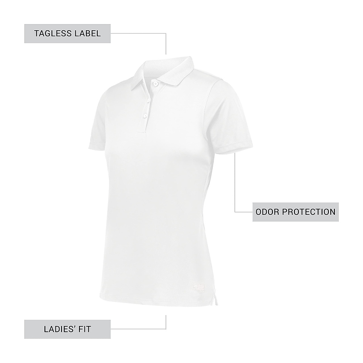 Russell Athletic Women's Dri-Power Performance Golf Polo, White, Medium