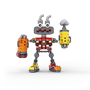 Red Monsters Robot Singing Action Figure Building Block Kit, Wubbox Sing Monsters Horror Game Build-and-Display Model Toys,Collectible Building Bricks Gift for Kids Boys Girls and Fans(303 Piece)