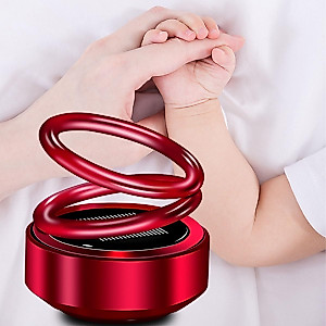 Portable Kinetics Molecular Heater, 2025 New Portable Kinetics Heater Solar Rotating Double Ring Suspension Car Aromatherapy Ornament, For Car Kinetics Molecular Auto Accessories (Red)