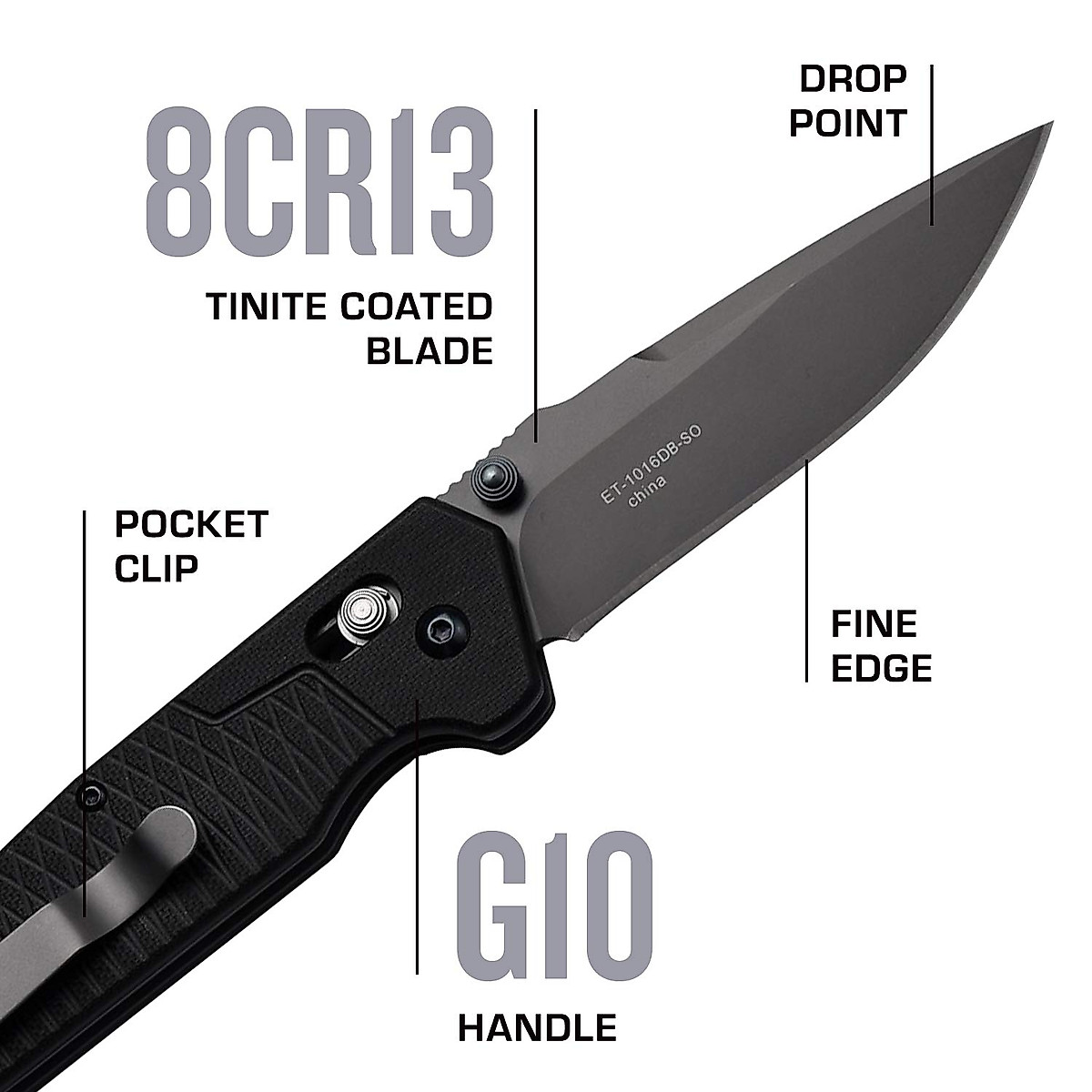 Elite Tactical Folding Pocket Knife - ET-1016DB-SO
