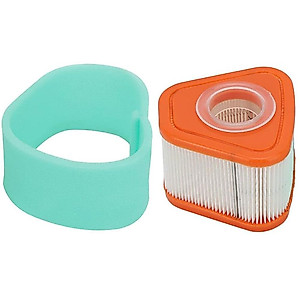 Annolai 595853 597265 Air Filter for BS 595853 597265 115P02 115P05 123P02 123P07 123P0B 123P32 125P02 125902 w Spark Plug, Pack of 2