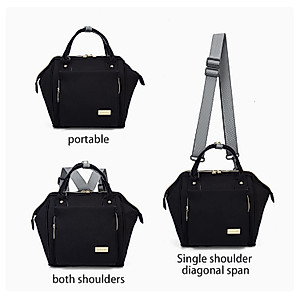 Lmbabter Baby Diaper Bag Nappy Backpack Waterproof Multi-Function Convertible Mini Smart Diaper Bag Backpack for Outdoor (Black)