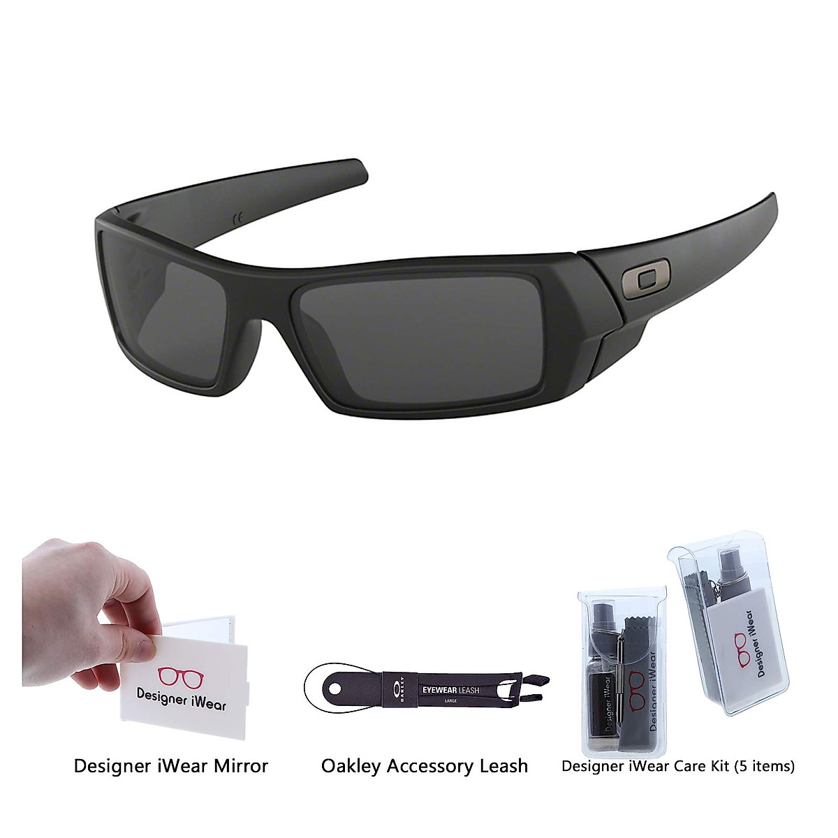 Oakley Gascan OO9014 03-473 Matte Black/Grey Sunglasses Leash+ BUNDLE with Designer iWear Eyewear Kit