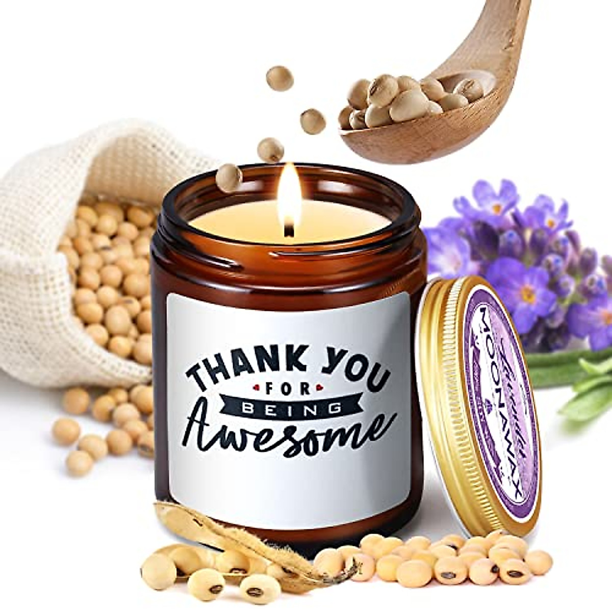Thank You Candle, Employee Appreciation Gifts, Funny Appreciate Present Ideas for Women Men Best Friends Teacher Team Members, Goodbye Coworkers Leaving Gifts, Lavender Scented Candle Home Decor