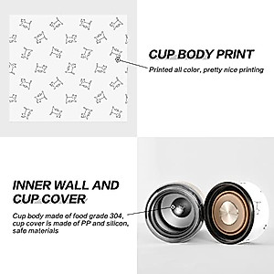 CaTaKu White Cute Cats Water Bottle Insulated 16 oz Stainless Steel Flask Thermos Bottle for Coffee Water Drink Reusable Wide Mouth Vacuum Travel Mug Cup