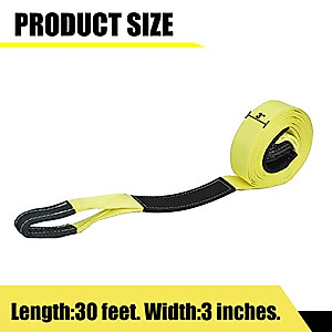Aikosin 3 inch x 30 ft 100% Nylon Recovery Snatch Strap Heavy Duty (30,000lbs) Off Road Towing and Recovery Recovery Strap Winch Tree Saver Strap