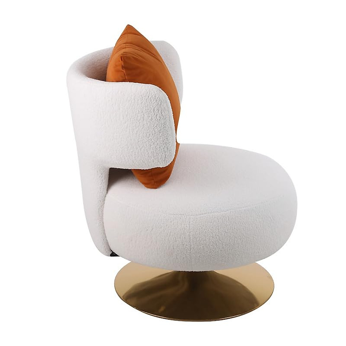 ATGHYURT Modern Accent Chair Upholstered Reading Chair Swivel Chair Armchair with 360 Degree Swiveling, Round Barrel Chair Fabric Recliner Chair Side Chair for Living Room Bedroom Office